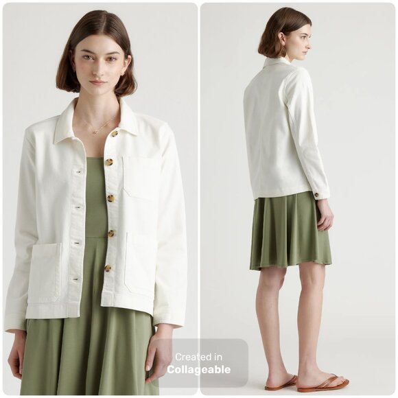 Quince | Jackets & Coats | Quince Ivory Organic Cotton Comfort Stretch ...